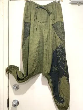 Handmade | Pants & Jumpsuits | Handmade Hippie Long Crotch Graphic ...